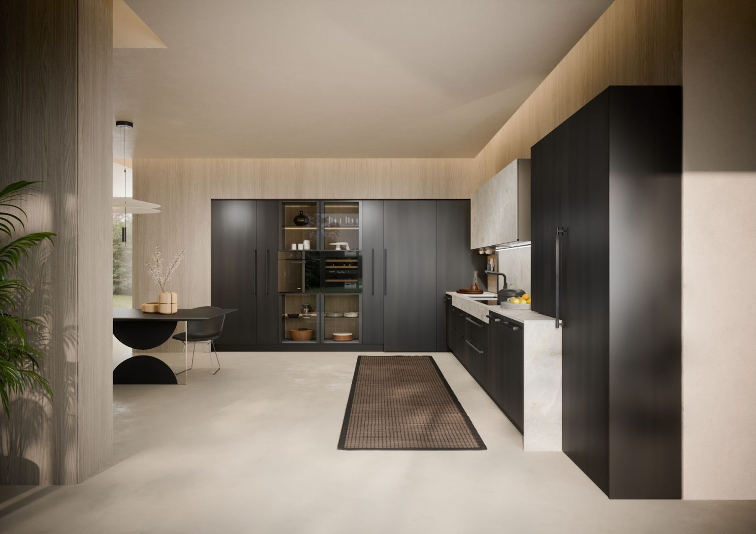 Mina 03 | Corner Kitchen with Integrated Dining Area - Berloni